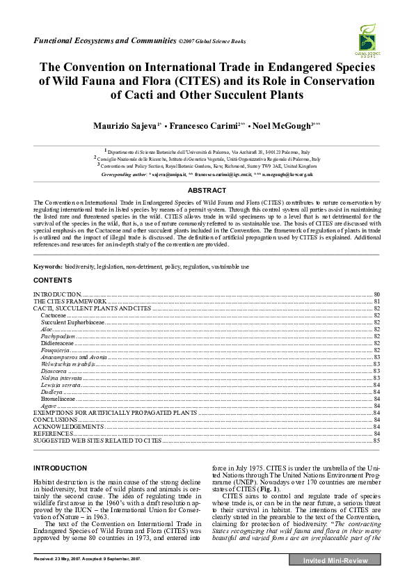 (PDF) The Convention on International Trade in Endangered Species of ...