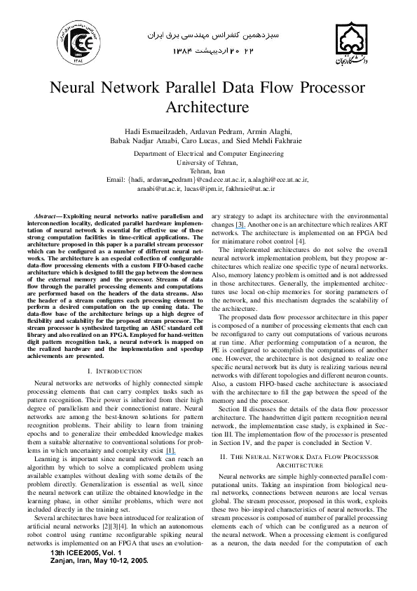 (PDF) Neural Network Parallel Data Flow Processor Architecture