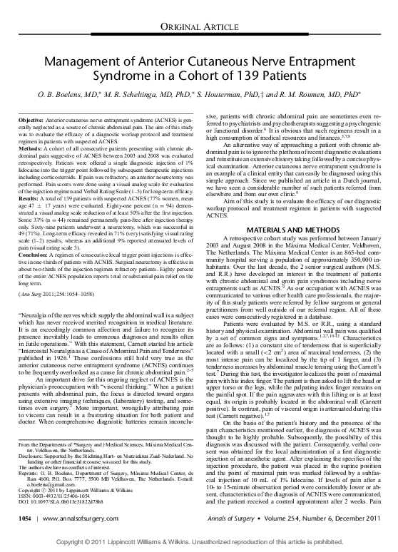 (PDF) Management of Anterior Cutaneous Nerve Entrapment Syndrome in a ...
