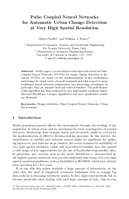 (PDF) Pulse coupled neural networks for automatic urban change detection at very high spatial ...