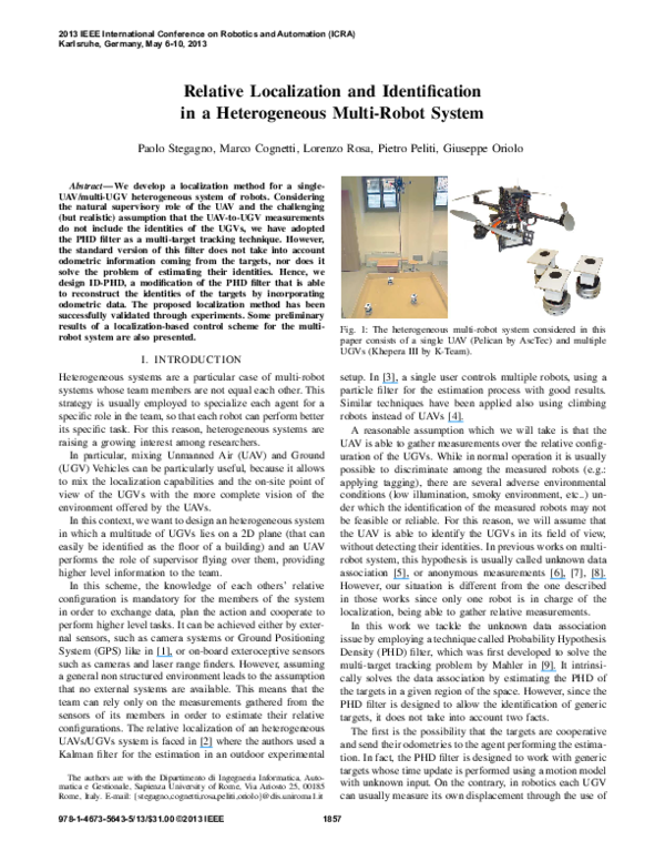 Pdf Relative Localization And Identification In A Heterogeneous Multi Robot System