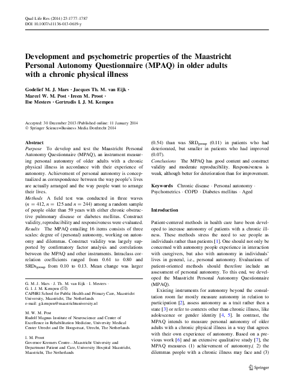 (PDF) Development and psychometric properties of the Maastricht ...