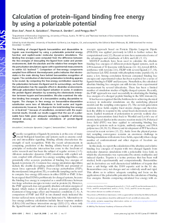 (PDF) Calculation of protein-ligand binding free energy using smooth reaction path generation ...