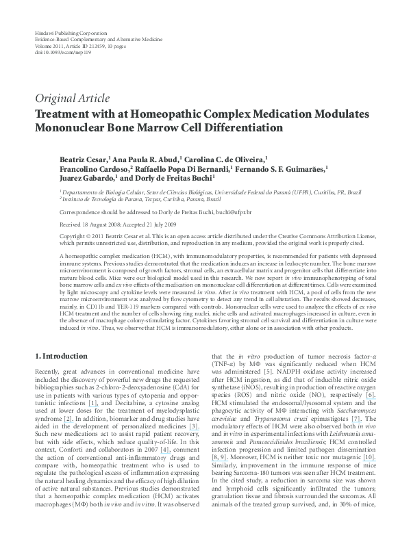 (PDF) Treatment with at Homeopathic Complex Medication Modulates ...