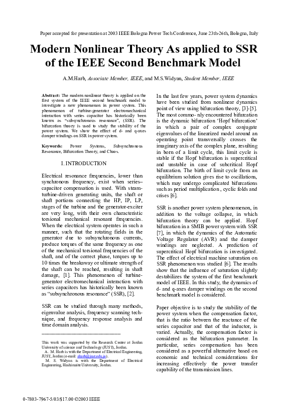 (PDF) Modern nonlinear theory as applied to ssr of the ieee second ...
