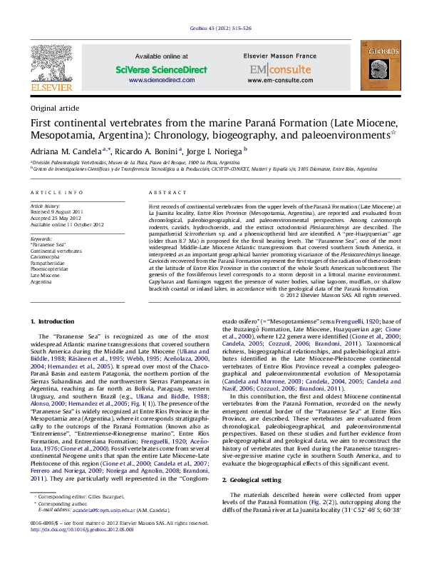 (PDF) First continental vertebrates from the marine Paraná Formation ...
