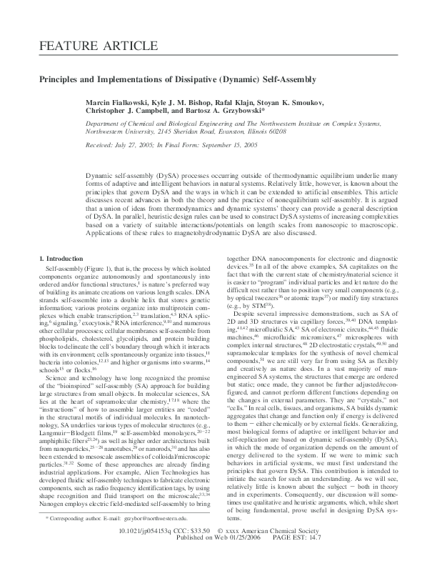 Pdf Principles And Implementations Of Dissipative Dynamic Self Assembly