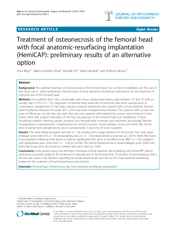 (PDF) Treatment of osteonecrosis of the femoral head with focal ...