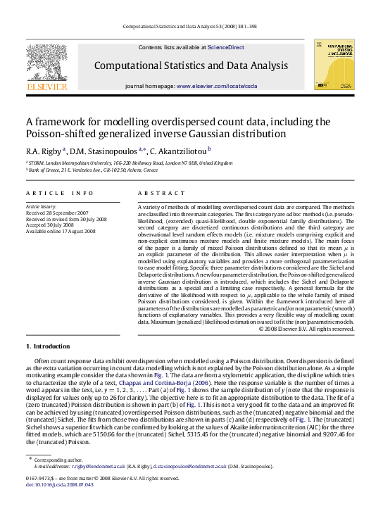 Pdf A Framework For Modelling Overdispersed Count Data Including The Poisson Shifted