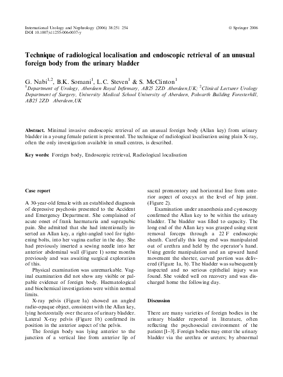 (PDF) Technique of radiological localisation and endoscopic retrieval of unusual foreign body ...