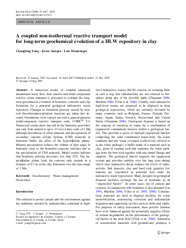 (PDF) A coupled non-isothermal reactive transport model for long-term ...