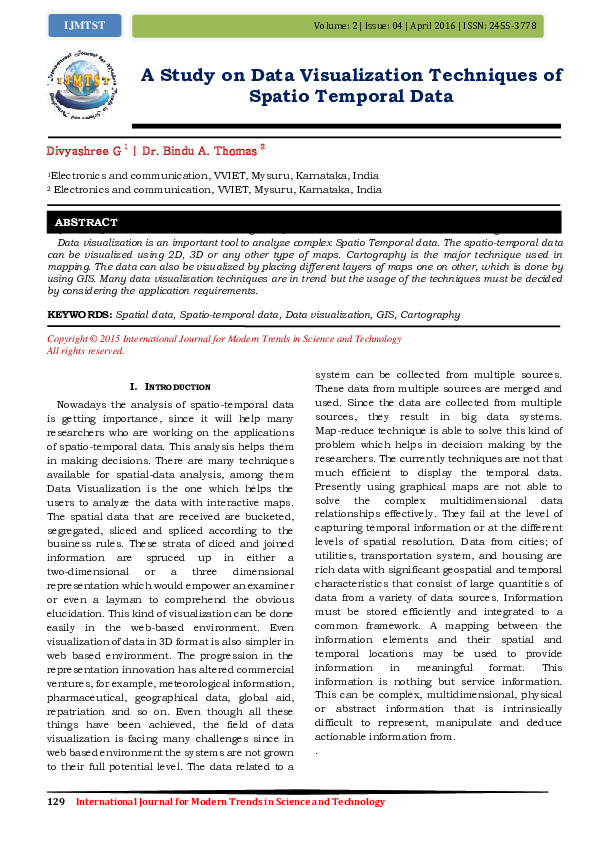 (PDF) A Study on Data Visualization Techniques of Spatio Temporal Data