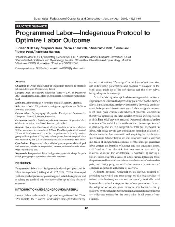 (PDF) Programmed Labor-Indegenous Protocol to Optimize Labor Outcome