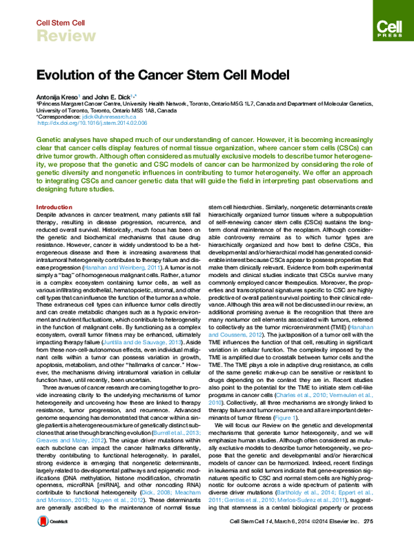 (PDF) Cell Stem Cell Review Evolution of the Cancer Stem Cell Model