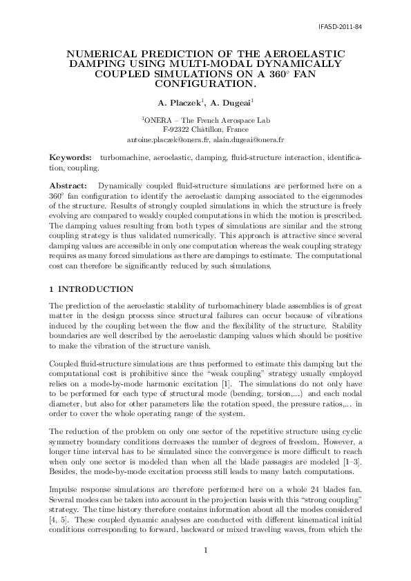 (PDF) Numerical prediction of the aeroelastic damping using multi-modal dynamically coupled ...