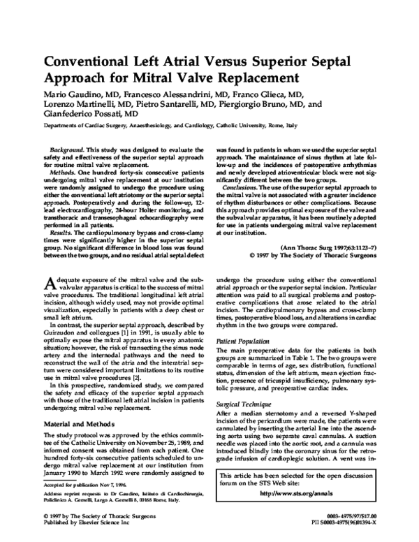 (PDF) Conventional Left Atrial Versus Superior Septal Approach for ...