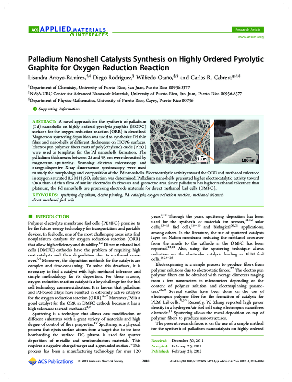 (PDF) Palladium Nanoshell Catalysts Synthesis on Highly Ordered Pyrolytic Graphite for Oxygen ...