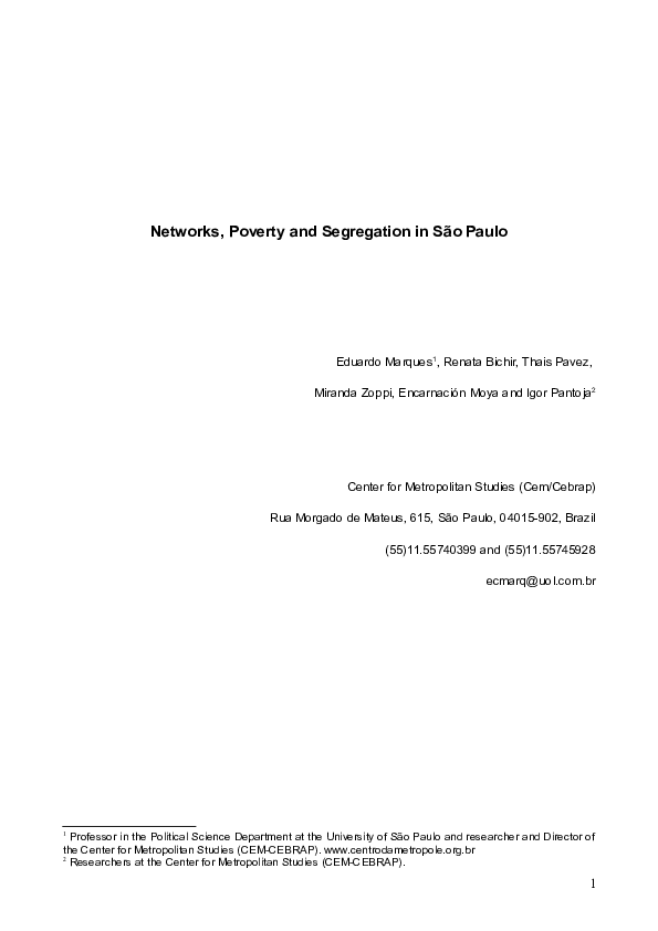 (DOC) Networks and spatial segregation in the production of urban ...