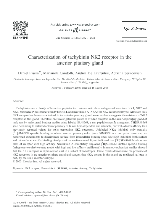 (PDF) Characterization of tachykinin NK2 receptor in the anterior ...