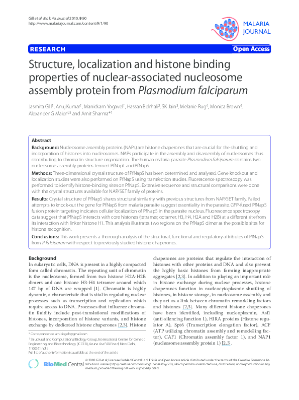 (PDF) Structure, localization and histone binding properties of nuclear ...