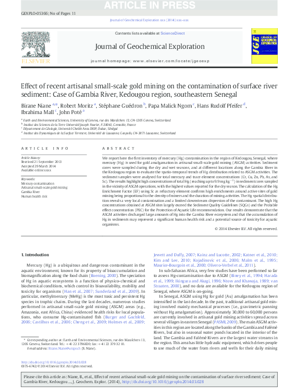 (PDF) Effect of recent artisanal small-scale gold mining on the ...