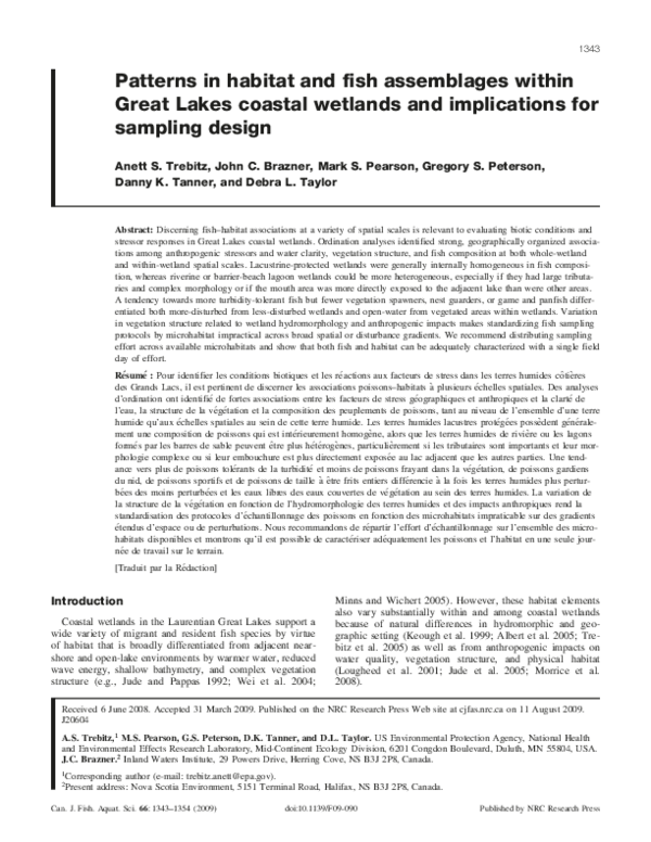 (PDF) Patterns in habitat and fish assemblages within Great Lakes ...