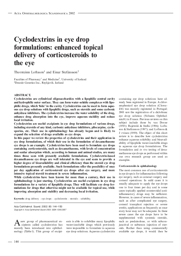 (PDF) Cyclodextrins in eye drop formulations: enhanced topical delivery ...
