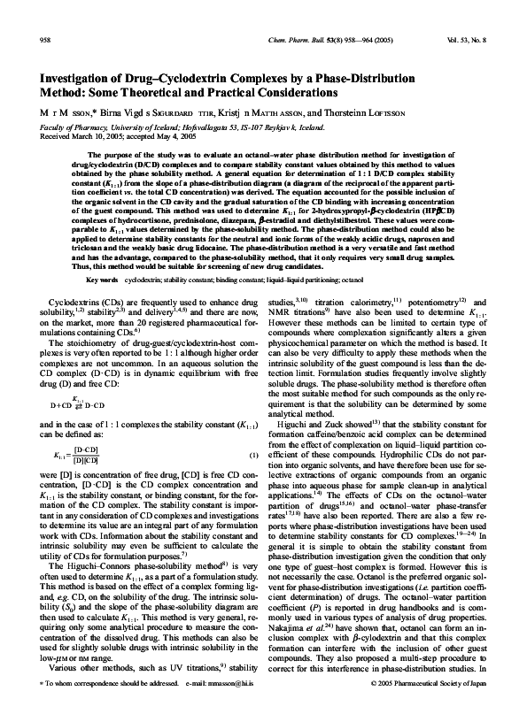 (PDF) Investigation of Drug–Cyclodextrin Complexes by a Phase ...