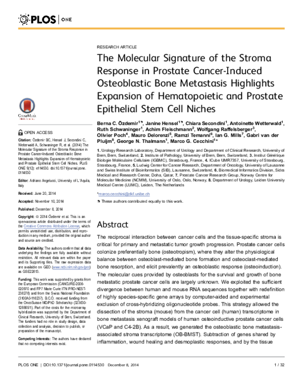 (PDF) The Molecular Signature of the Stroma Response in Prostate Cancer ...