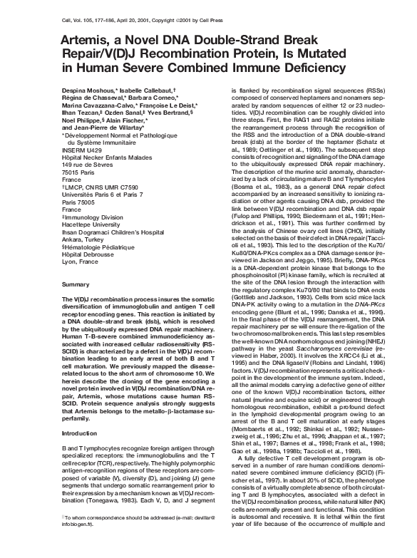 (PDF) Artemis, a Novel DNA Double-Strand Break Repair/V(D)J ...