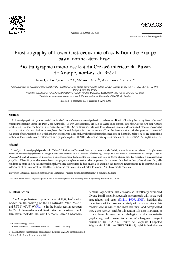 (PDF) Biostratigraphy of Lower Cretaceous microfossils from the Araripe ...
