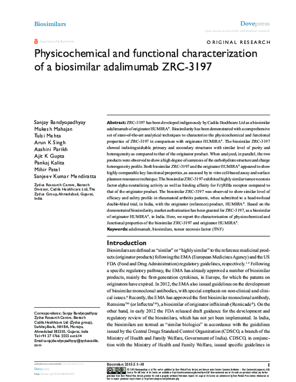 (PDF) Physicochemical and functional characterization of a biosimilar ...