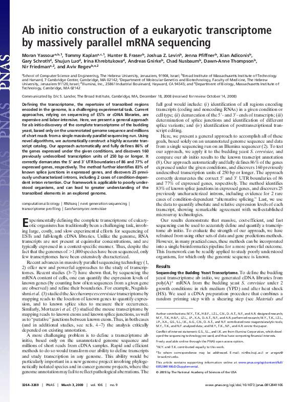 (PDF) Ab initio construction of a eukaryotic transcriptome by massively ...