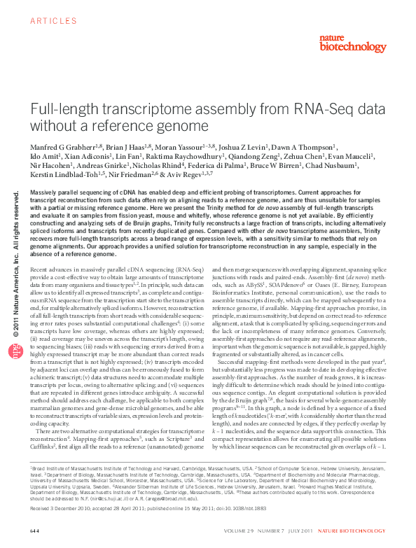 (PDF) Full-length transcriptome assembly from RNA-Seq data without a ...