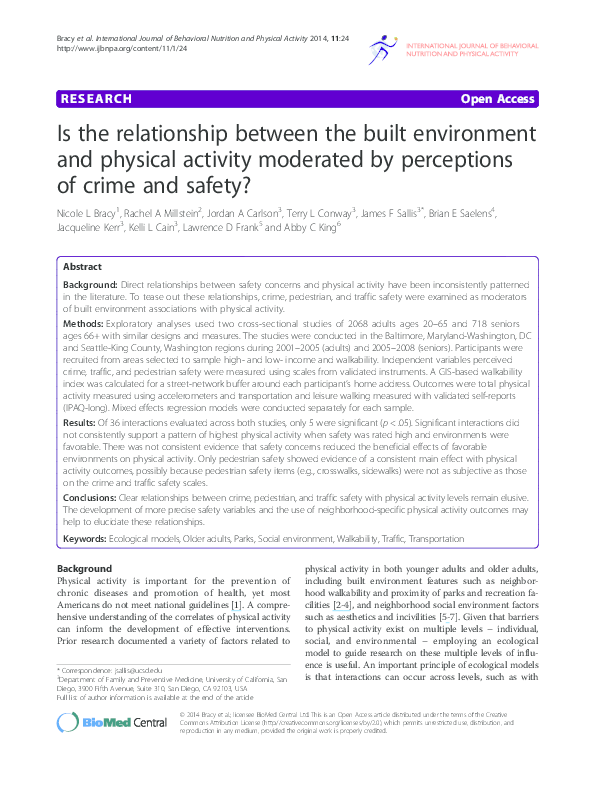 Pdf Is The Relationship Between The Built Environment And Physical Activity Moderated By