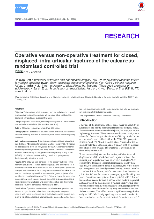 (PDF) Operative versus non-operative treatment for closed, displaced ...