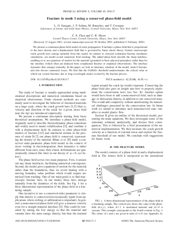 (PDF) Fracture in mode I using a conserved phase-field model