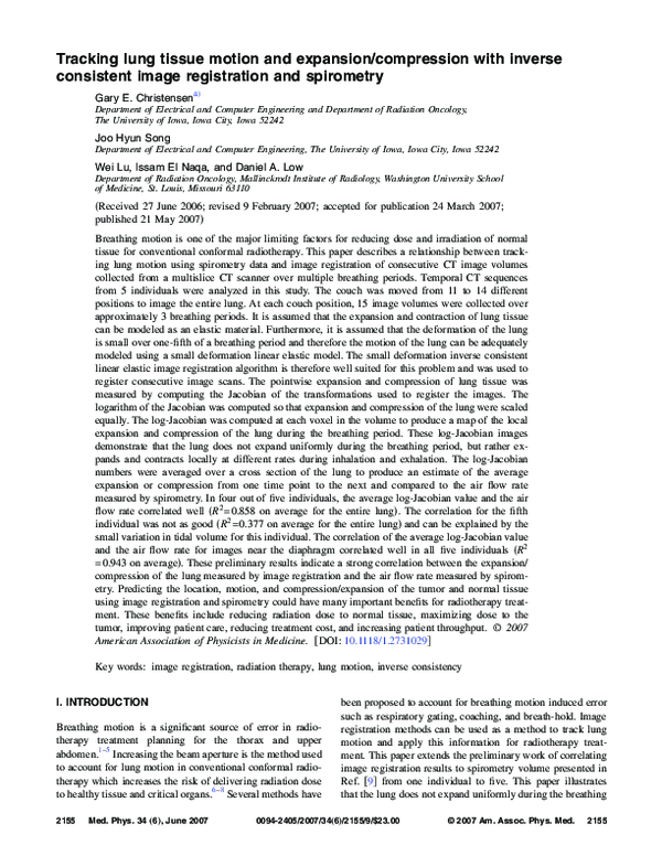 (PDF) Tracking lung tissue motion and expansion/compression with inverse consistent image ...