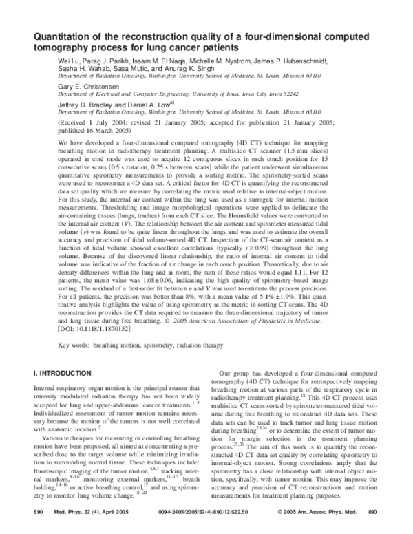 (PDF) Quantitation of the reconstruction quality of a four-dimensional computed tomography ...