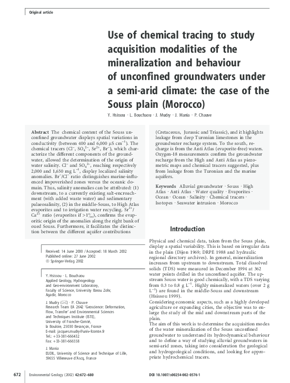 (PDF) Use of chemical tracing to study acquisition modalities of the ...