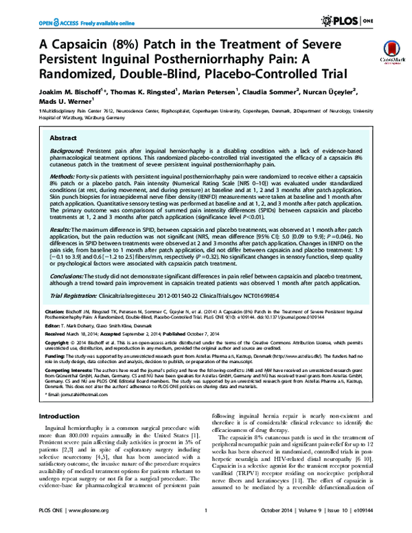 (PDF) A capsaicin (8%) patch in the treatment of severe persistent ...