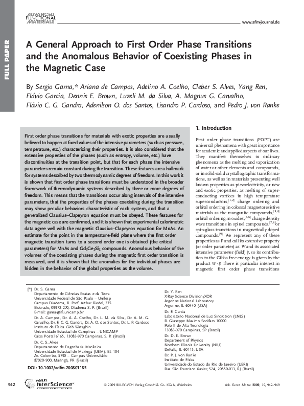 (PDF) A General Approach to First Order Phase Transitions and the ...