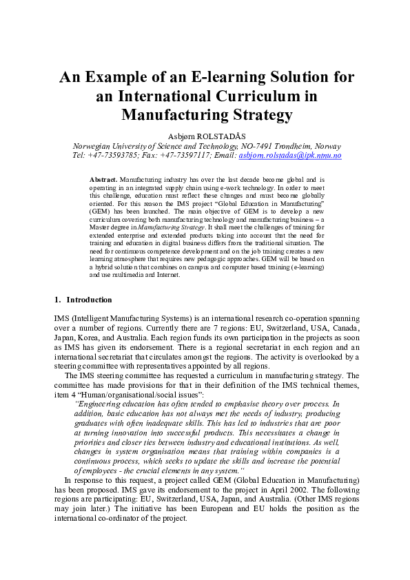 (PDF) An Example of an E-learning Solution for an International ...