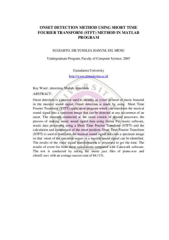 (PDF) Onset Detection Method Using Short Time Fourier Transform (STFT ...