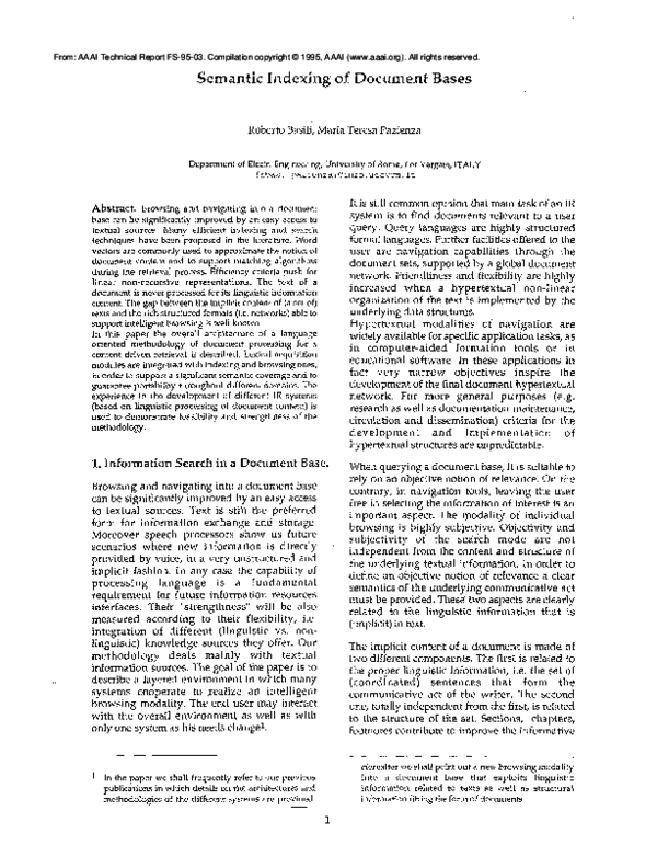 (PDF) Semantic indexing of document bases | Roberto Basili - Academia.edu