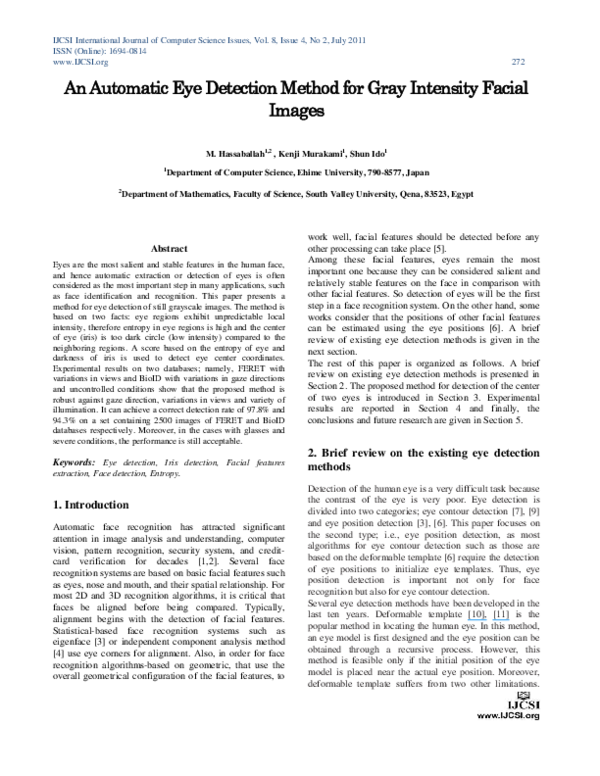 (PDF) An Automatic Eye Detection Method for Gray Intensity Facial ...