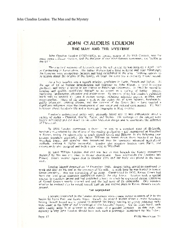 (PDF) John Claudius Loudon The man and the mystery