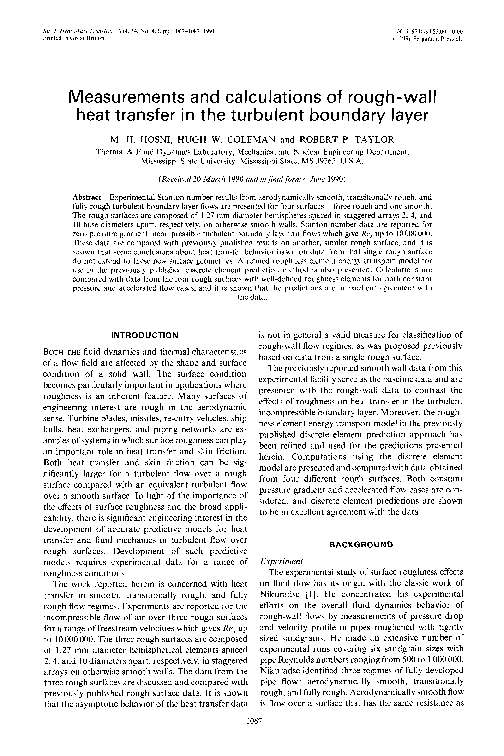 (PDF) Measurements and calculations of rough-wall heat transfer in the turbulent boundary layer