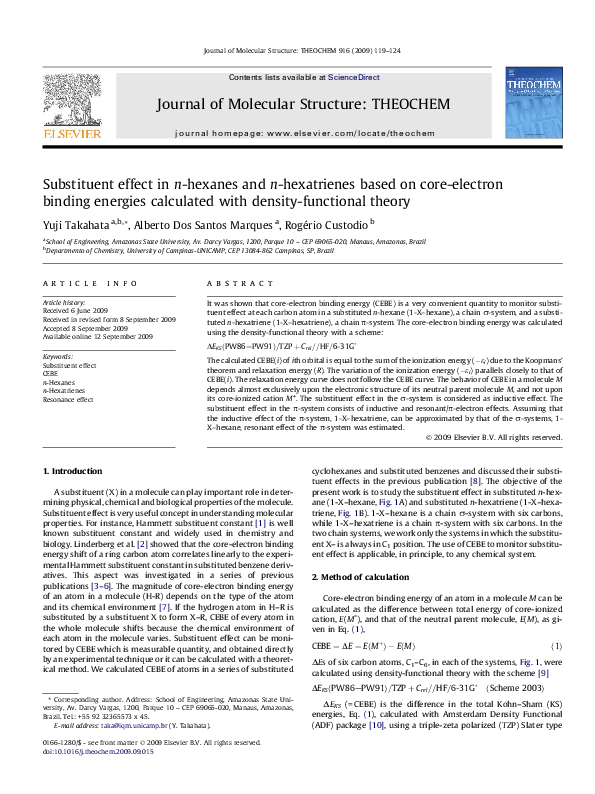 Pdf Substituent Effect In N Hexanes And N Hexatrienes Based On Core