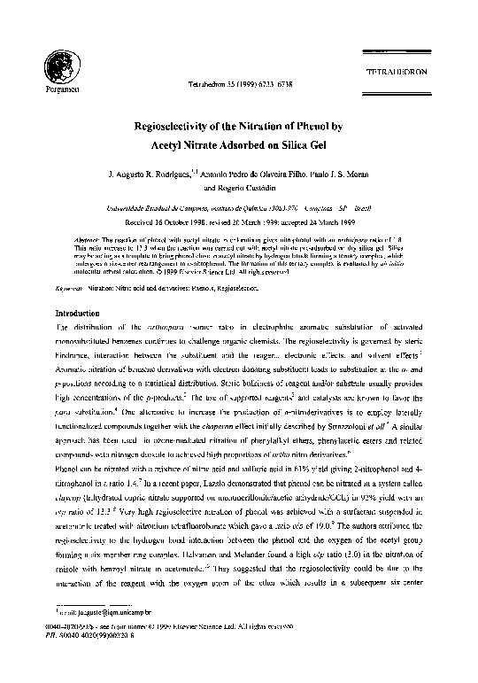 (PDF) Regioselectivity of the nitration of phenol by acetyl nitrate ...